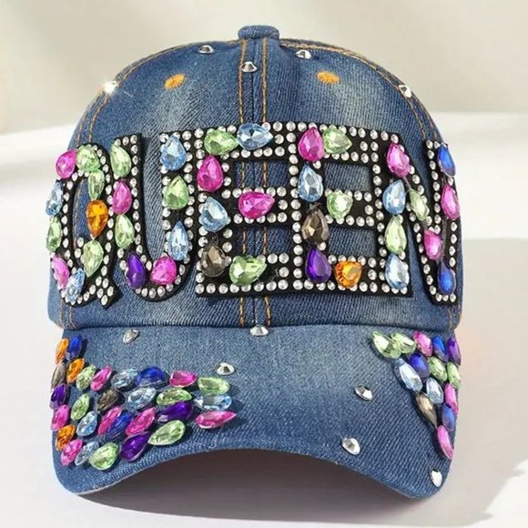 bling bling queen cap | Accessories | Rhinestone Bling Bling Demin ...